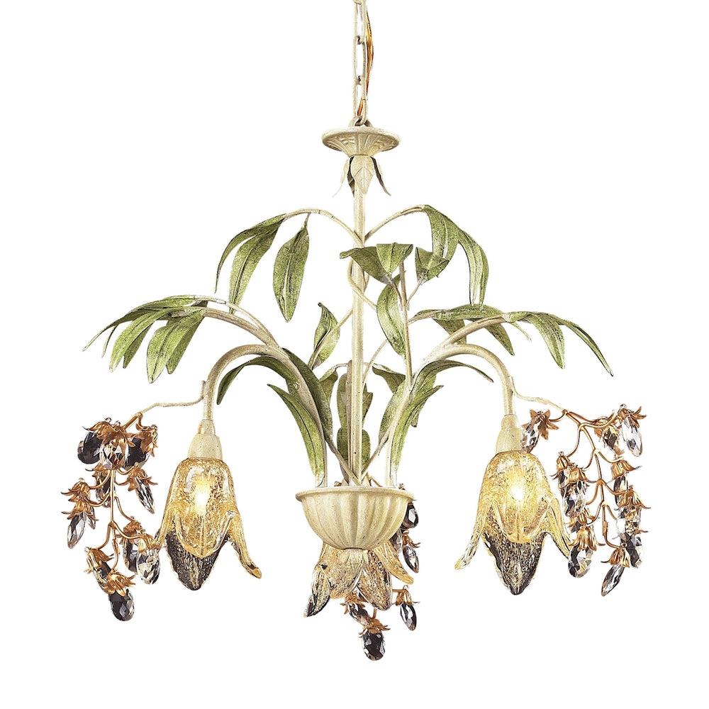 Elk Huarco 3 Light Chandelier in Seashell and in Sage Green with Flora ...