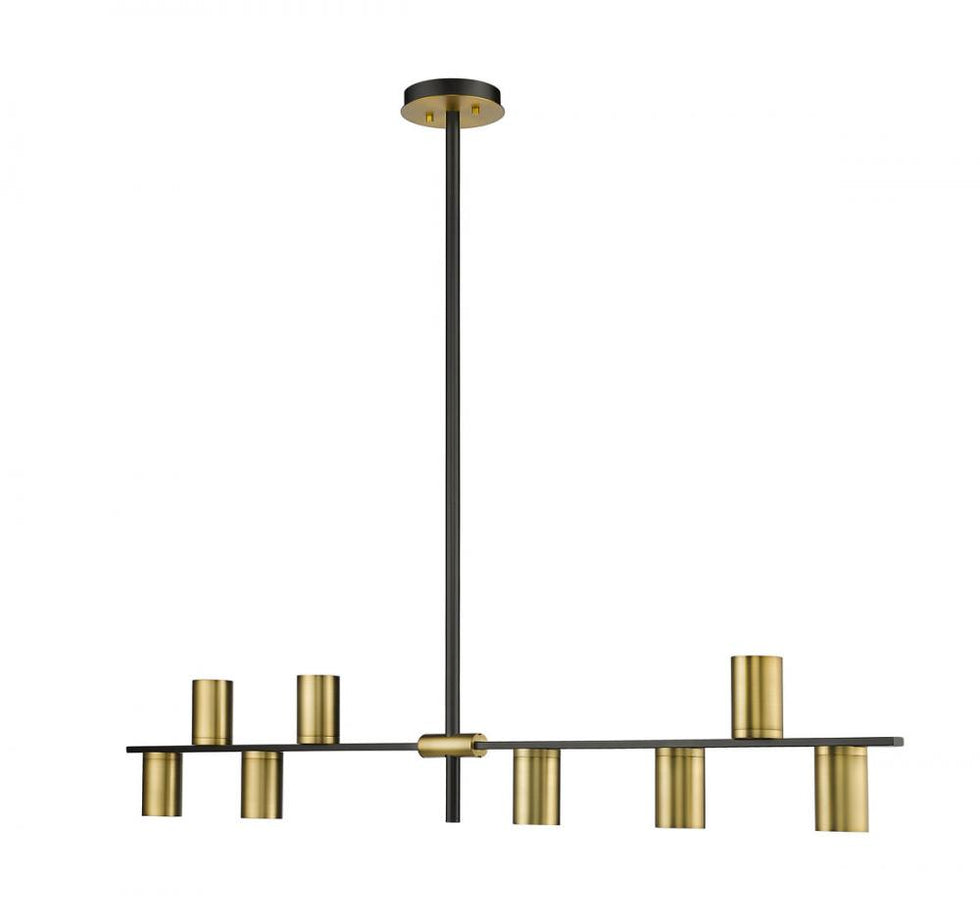 Z-Lite Calumet 8 Light Linear Chandelier in Matte Black + Olde Brass F ...