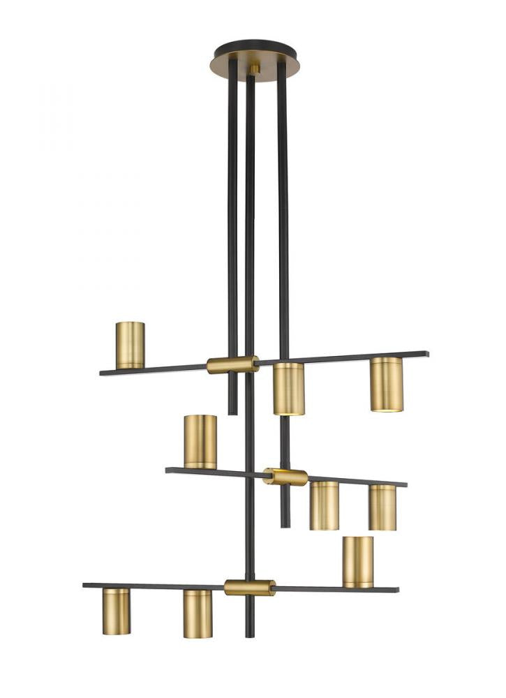 Z-Lite Calumet 9 Light Chandelier in Matte Black + Olde Brass Finish M ...