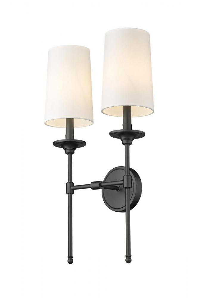 Z-Lite Emily 2 Light Wall Sconce in Matte Black Finish Model: 3033-2S ...