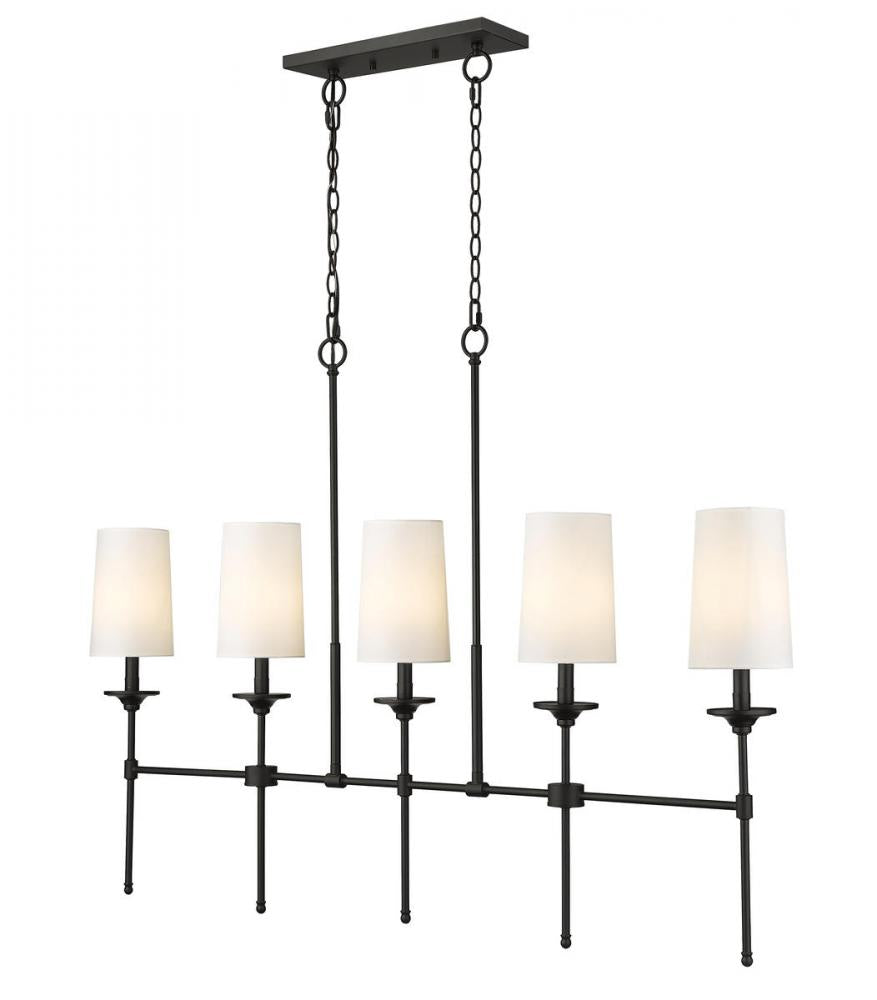 Z-Lite Emily 5 Light Linear Chandelier in Matte Black Finish Model: 30 ...