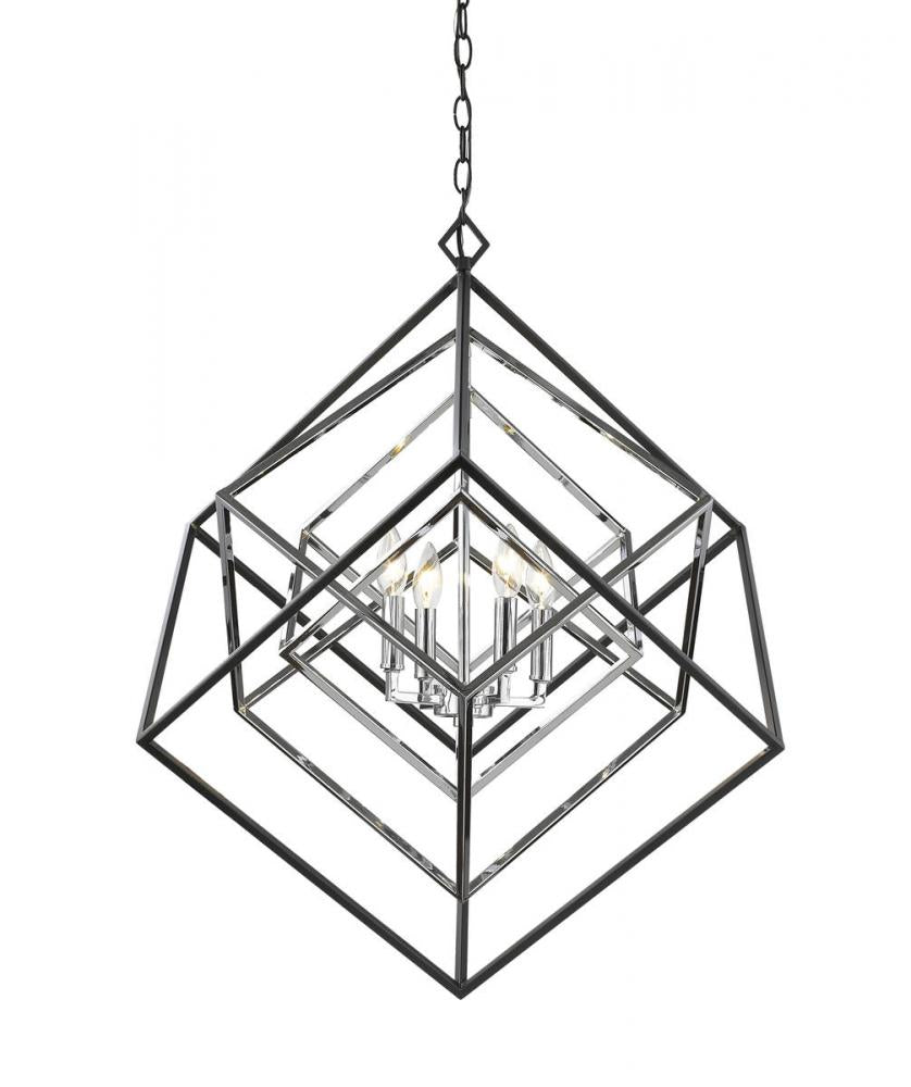 Z-Lite Euclid 4 Light Chandelier in Chrome + Matte Black Finish Model ...