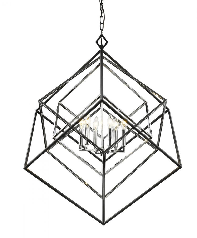 Z-Lite Euclid 6 Light Chandelier in Chrome + Matte Black Finish Model ...