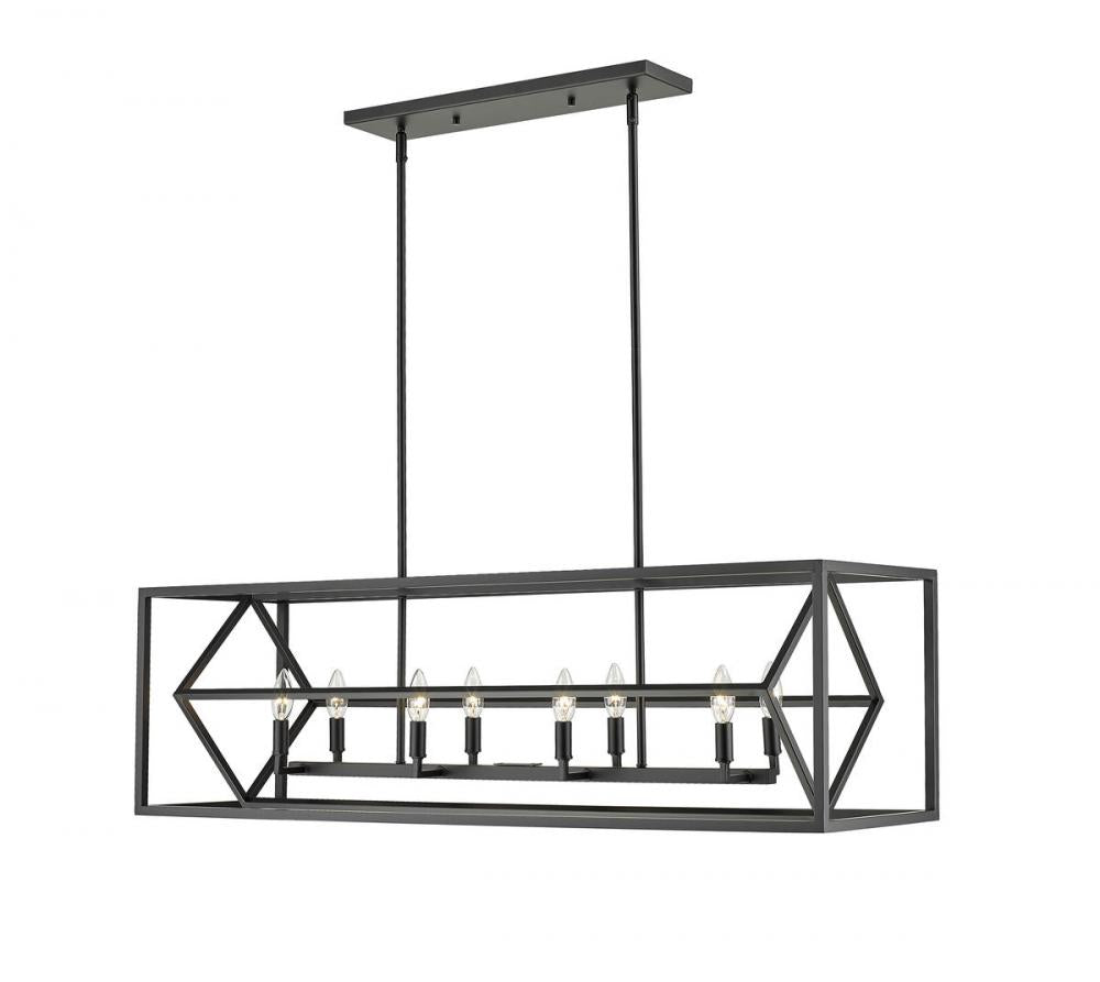 Z-Lite Euclid 8 Light Linear Chandelier in Chrome + Matte Black Finish ...
