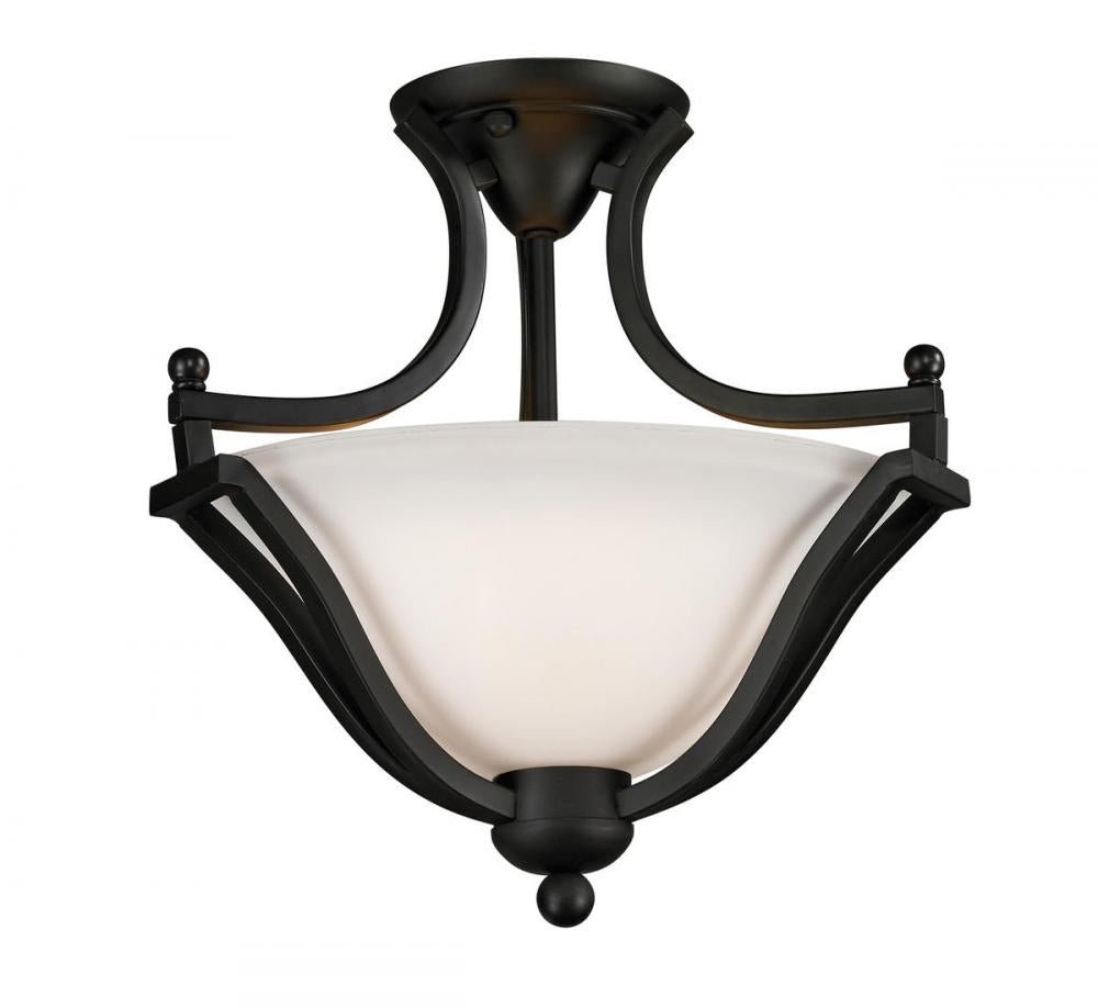 Z-Lite Lagoon 2 Light Semi Flush Mount in Matte Black Finish Model: 70 ...