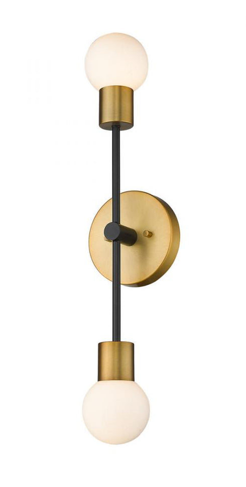 Z-Lite Neutra 2 Light Wall Sconce in Matte Black + Foundry Brass Finis ...