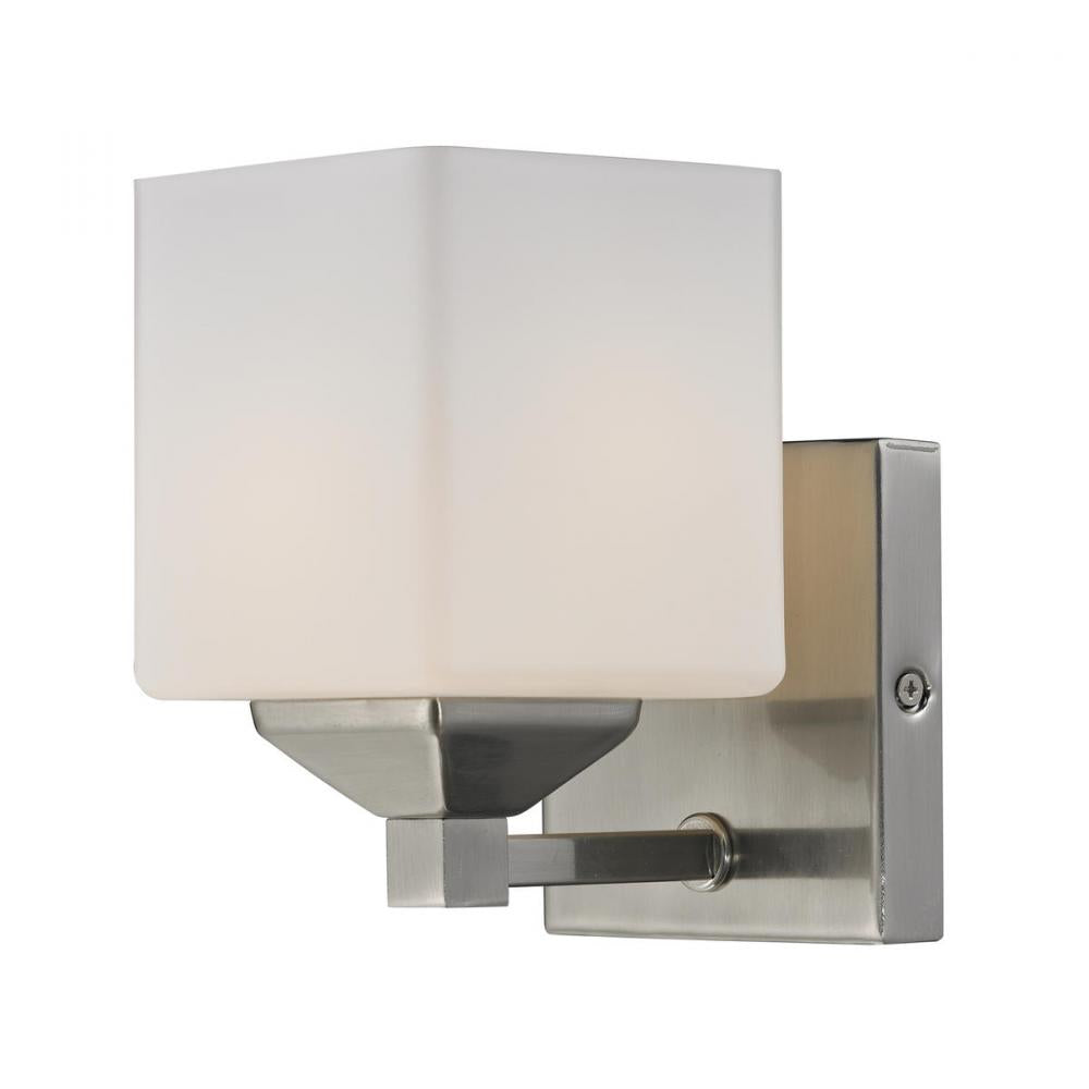 Z-Lite Quube 1 Light Wall Sconce in Brushed Nickel Finish Model: 2104 ...
