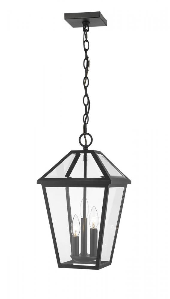 Z-Lite Talbot 3 Light Outdoor Chain Mount Ceiling Fixture in Black Fin ...